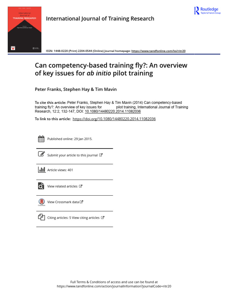 Competency Based Training For Ab Initio Pilot Training | PDF | Vocational Education | Cognitive ...