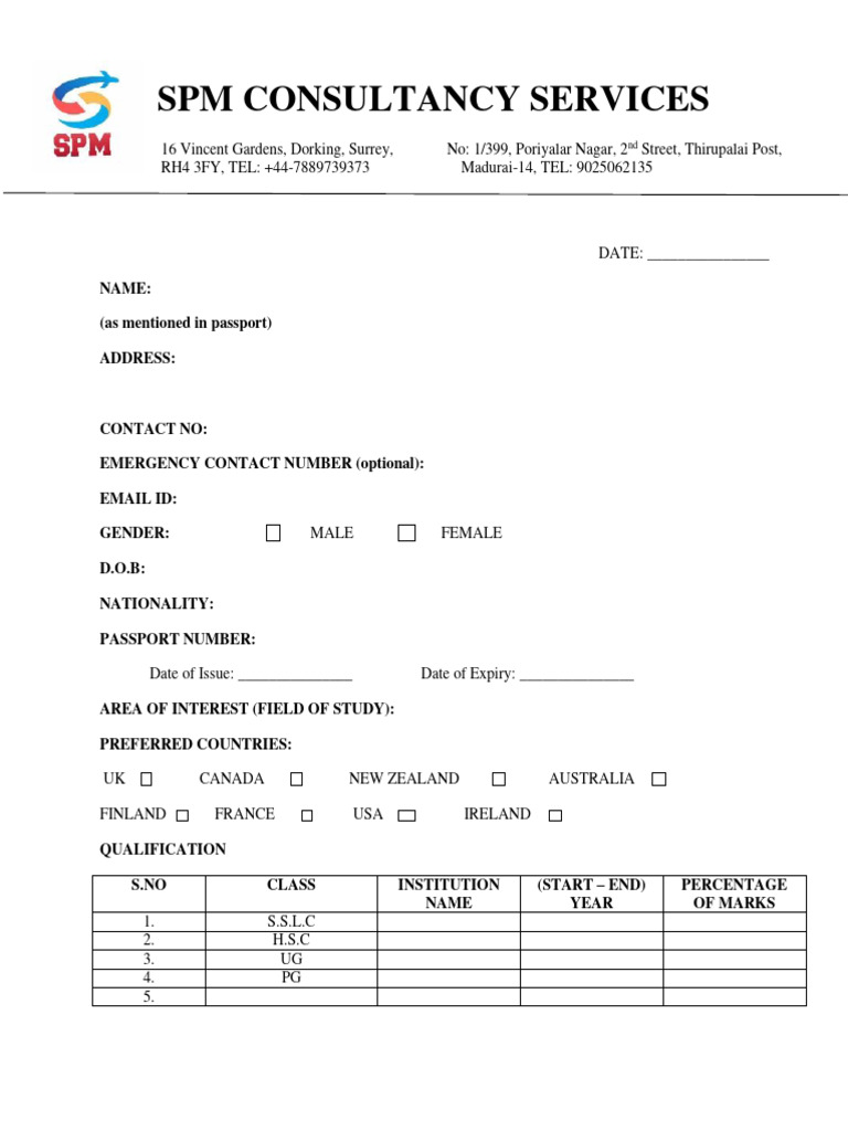 SPM - Student Enquiry Form | PDF | Government And Personhood