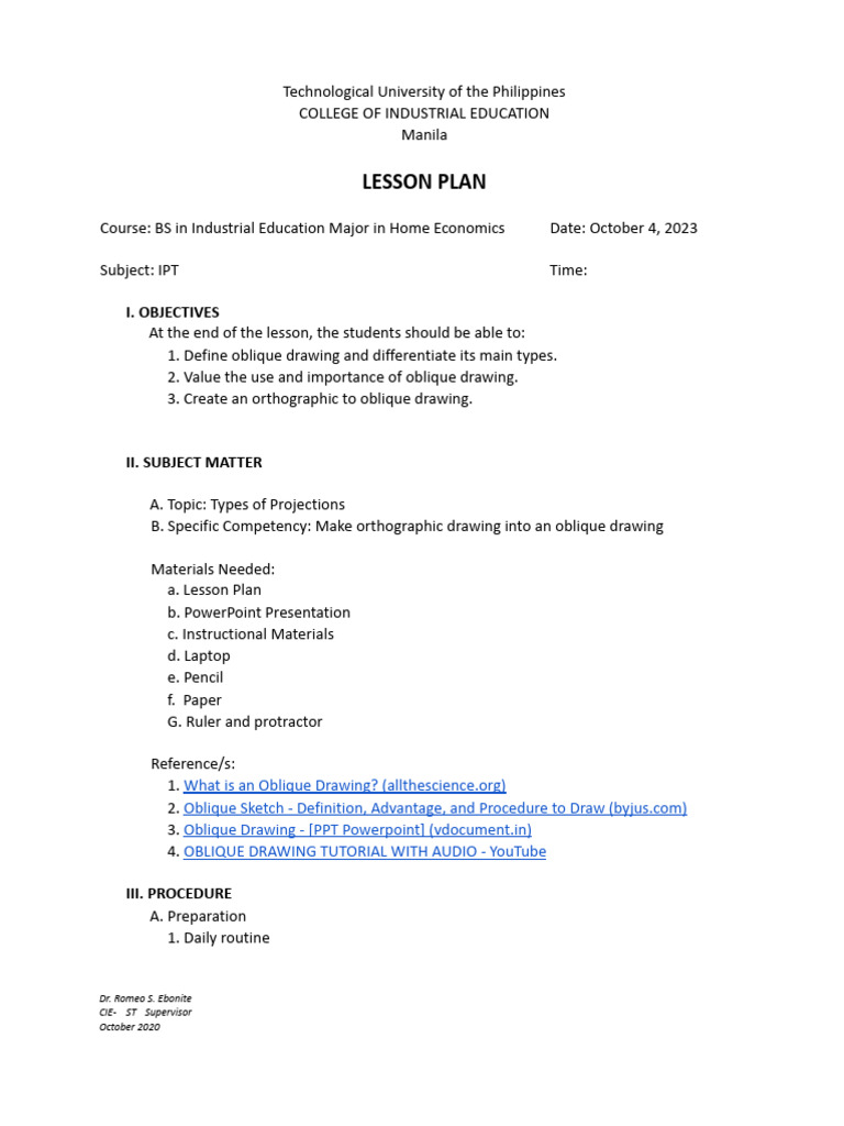 Peer Demo Lesson Plan | PDF | Drawing