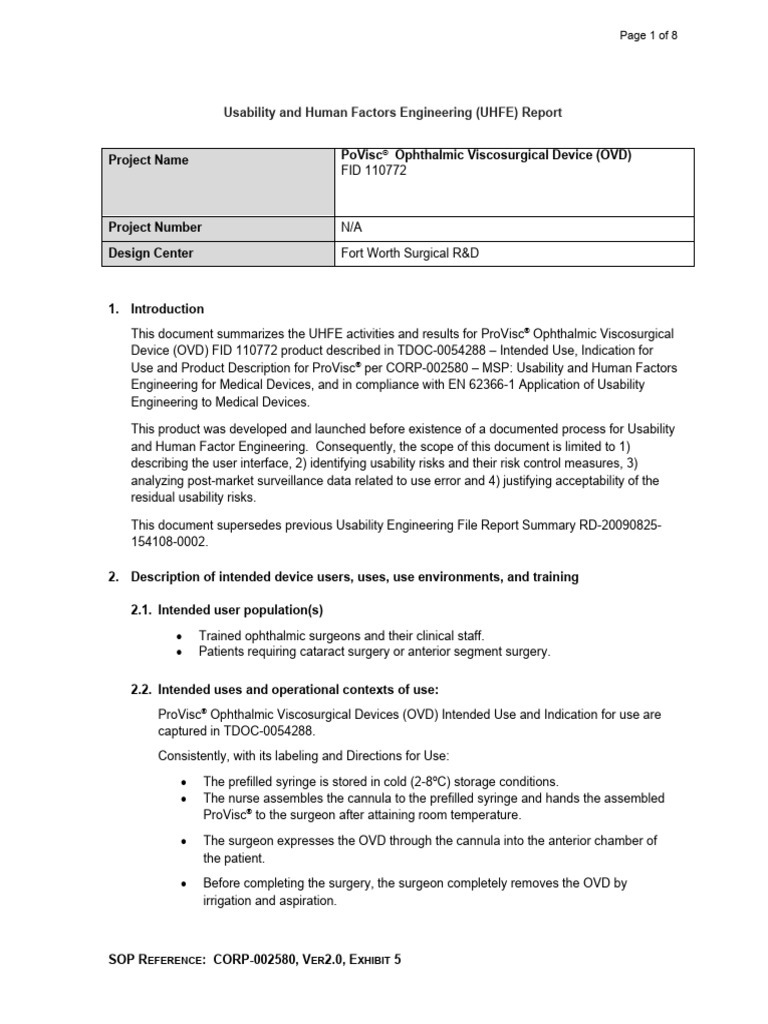 PoVisc UHFE | PDF | Surgery | Usability