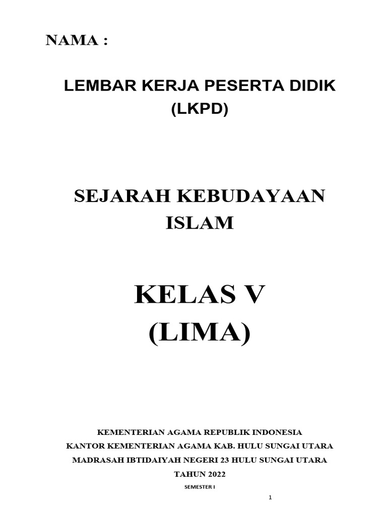 LKPD SKI Kelas V Buangsebagian | PDF