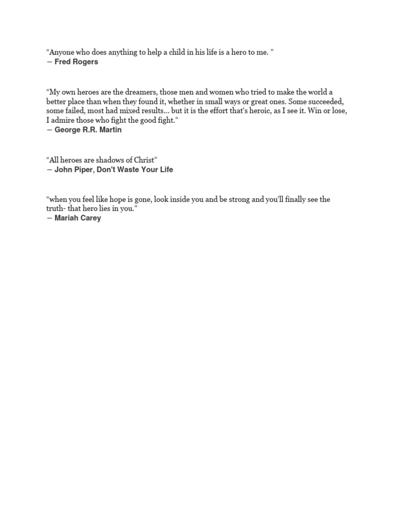 Inspiring Quotes on Heroism and Hope | PDF