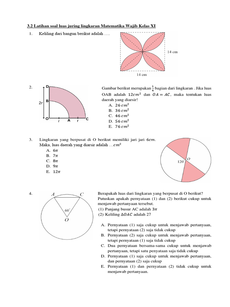 3.2 - Latihan Soal - Luas Juring-1 | PDF