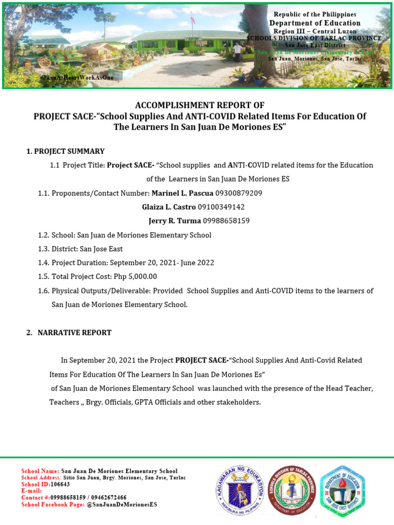 Accomplishment Report Project Sace Sy 2021-2022 | PDF
