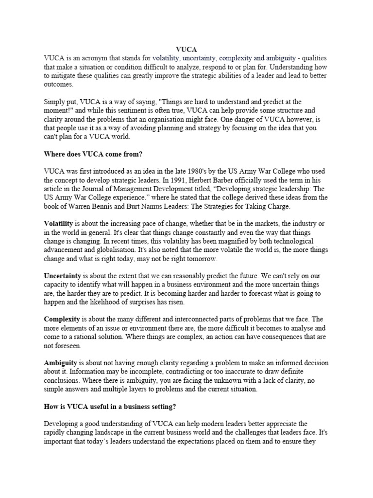 VUCA | PDF | Psychology | Cognitive Science