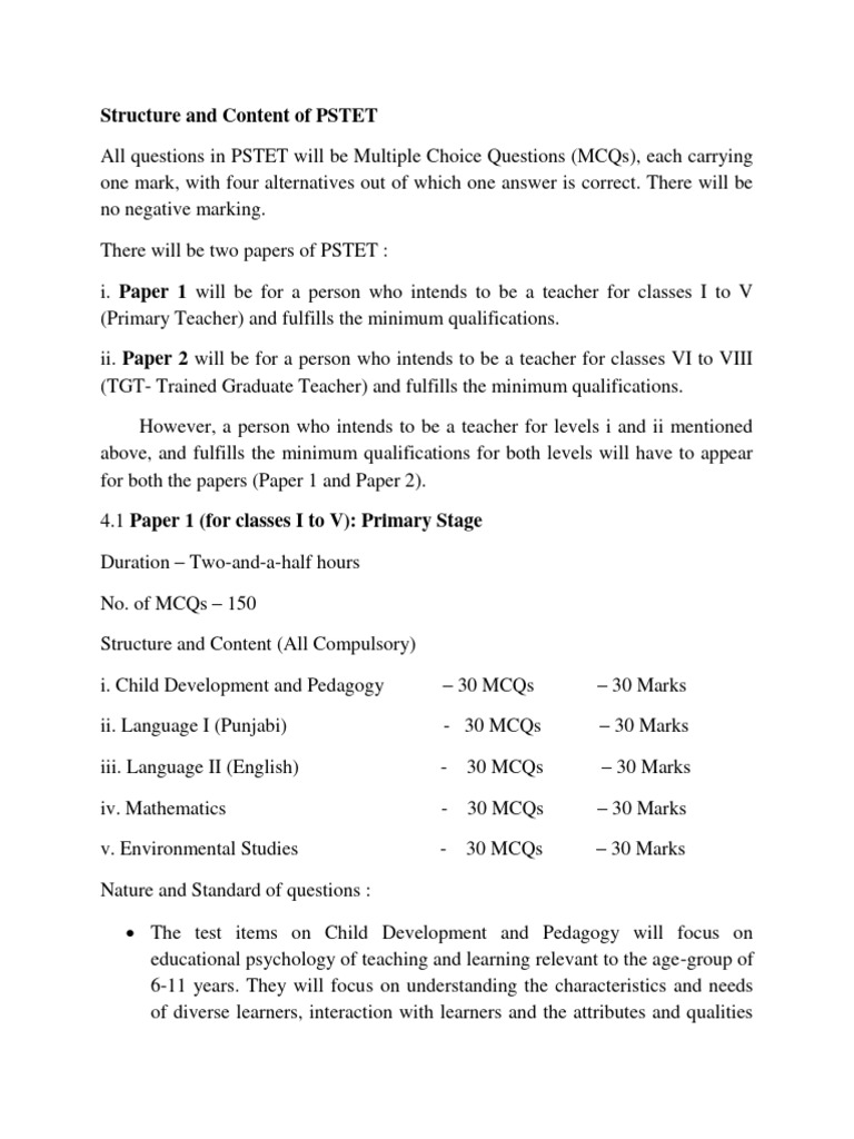 PSTET 2023 Syllabus | PDF | Career & Growth | Language Arts & Discipline