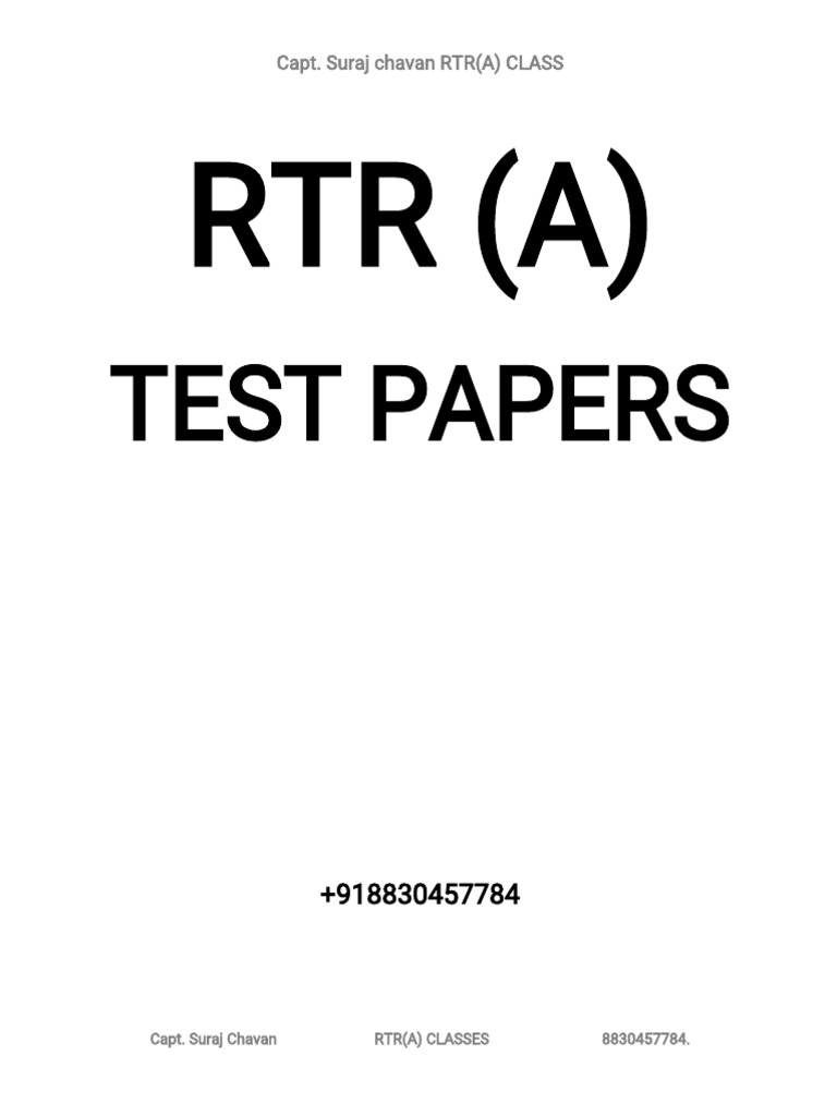 RTR (A) : Testpapers | PDF