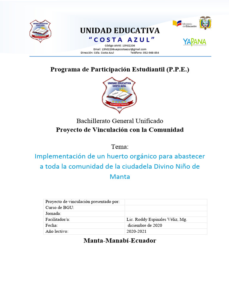 Plantilla para Proyecto de Vinculacion 2 | PDF