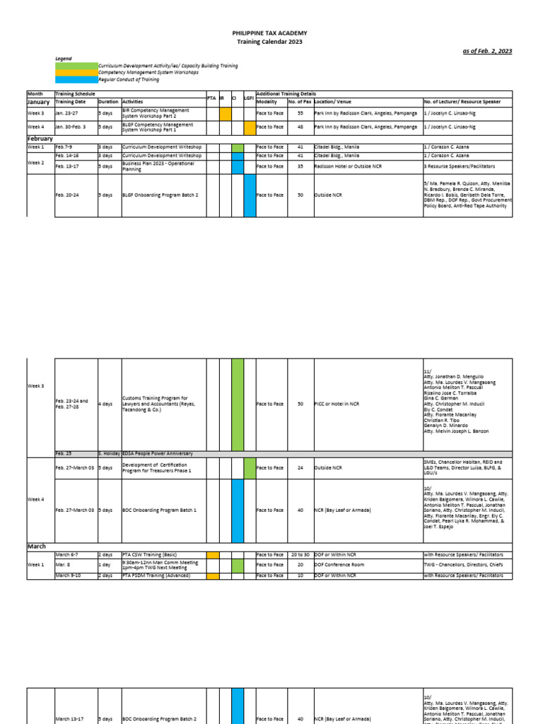 DAP Training Calendar 2025 | PDF | Metro Manila | Observances