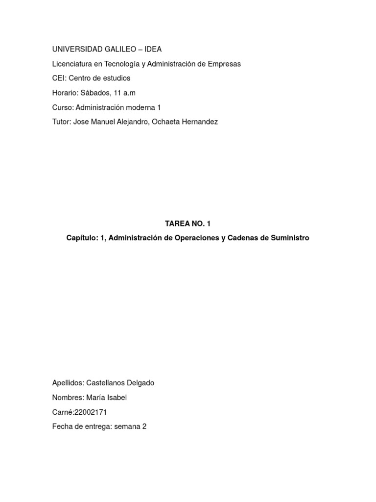 Tarea 1, admin moderna 1 | PDF | Logística | Lean Manufacturing