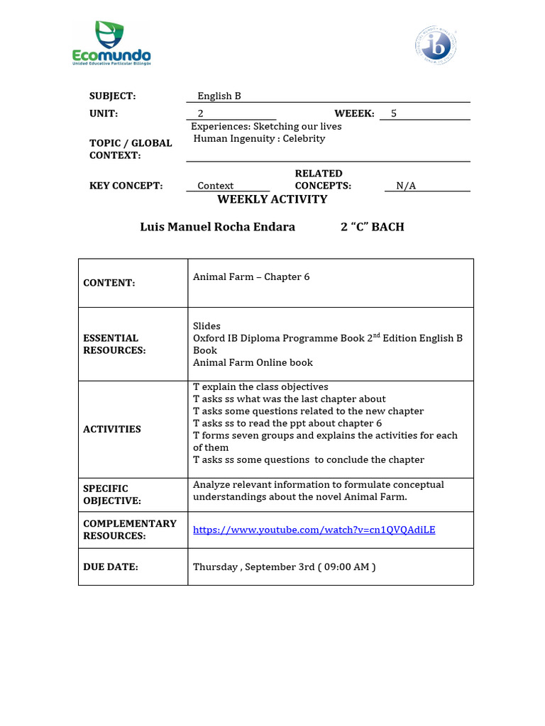 English B Asynchronous Activity # 5 | PDF | Communication | Vocabulary