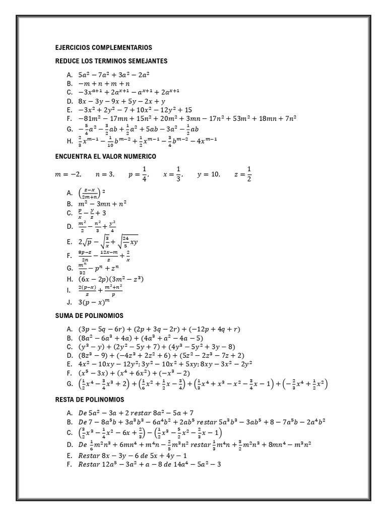 Ejercicios Complementarios | PDF