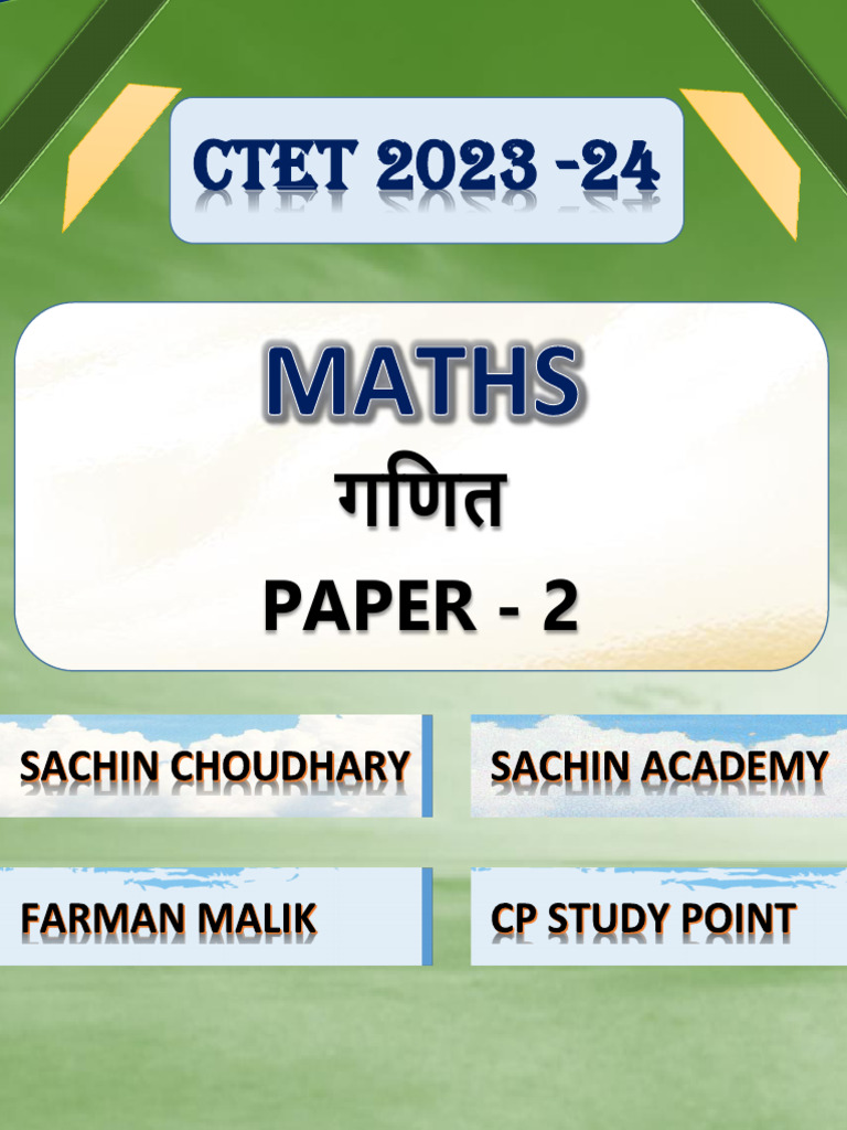 Paper2 Maths Sachin Acedamy CTET 2023-24 | PDF | Triangle | Rectangle