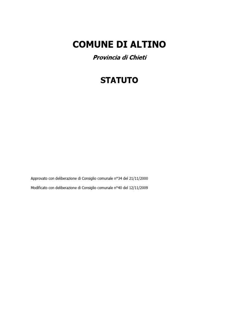 Statuto Comunale | PDF