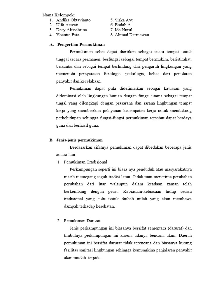 Jenis Permukiman | PDF | Griya & Taman | Sains & Matematika
