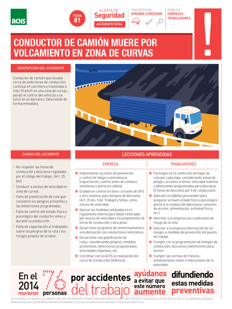 Alerta Fatal - Volcamiento Camión Curvas | PDF | Límite de velocidad ...