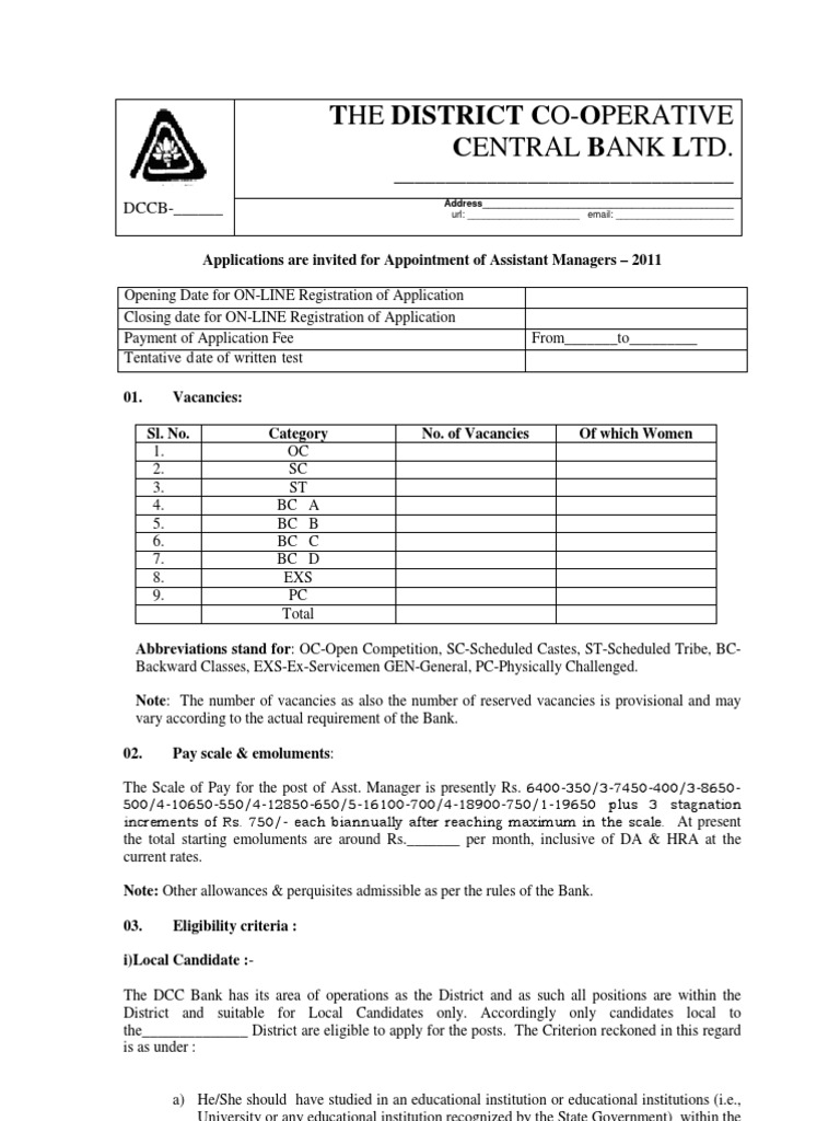 The District Co-Operative Central Bank LTD.: DCCB | PDF | Visual ...
