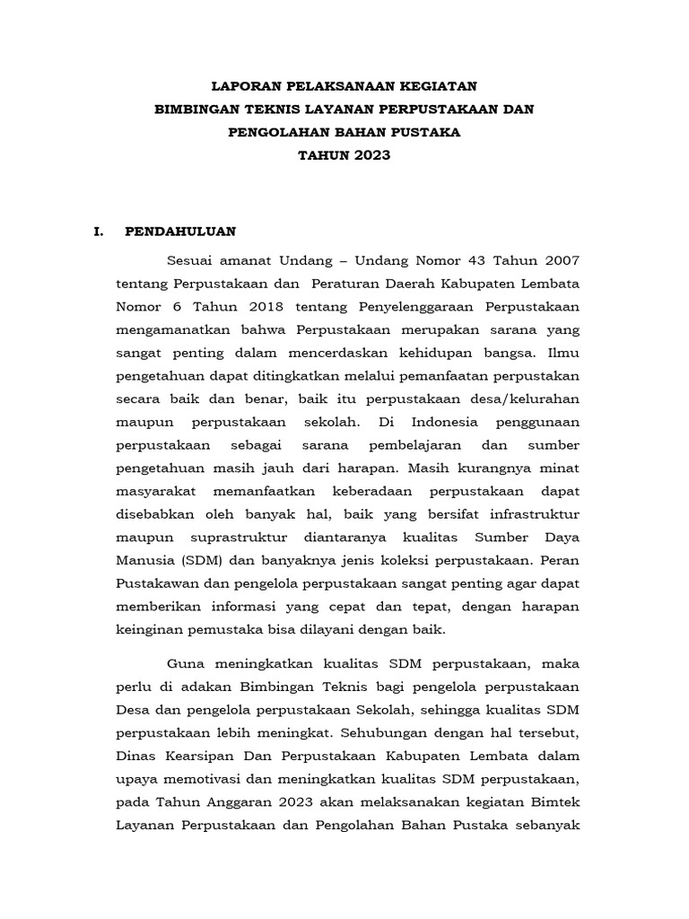 LAPORAN Kegiatan Bimtek | PDF