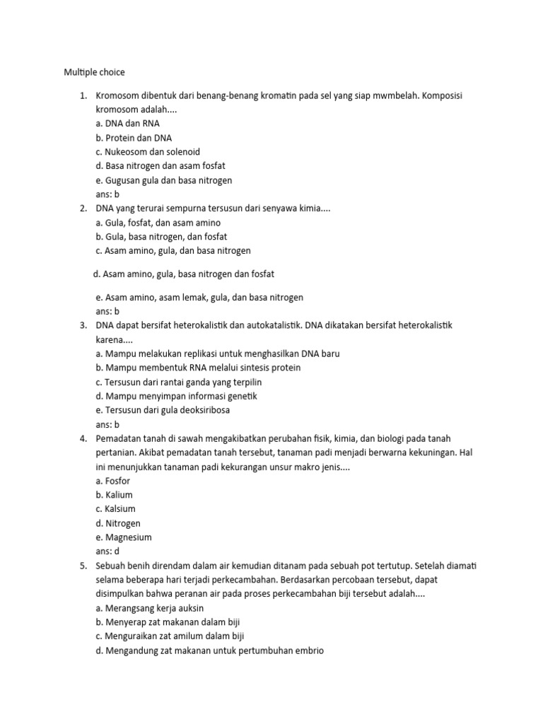 Multiple Choice - Soal biologiWPS Office | PDF | Griya & Taman | Sains & Matematika