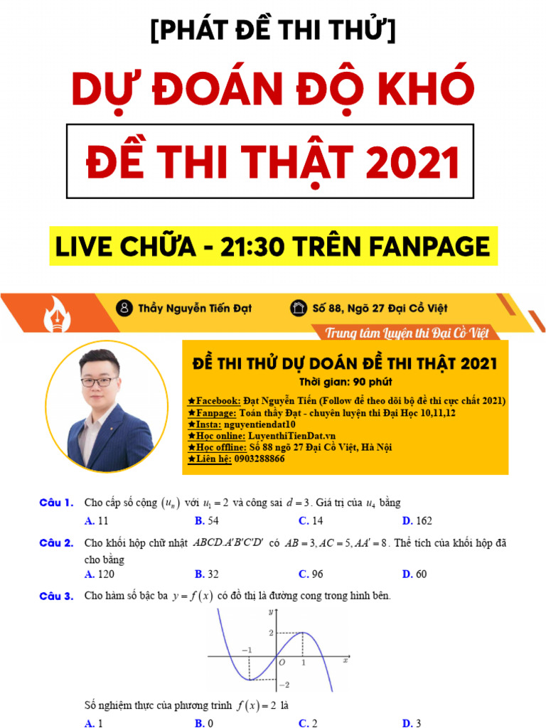 Đề 7 - đề Thi Thử Dự Doán Đề Thi Thật 2021 - Thầy Nguyễn Tiến Đạt | PDF
