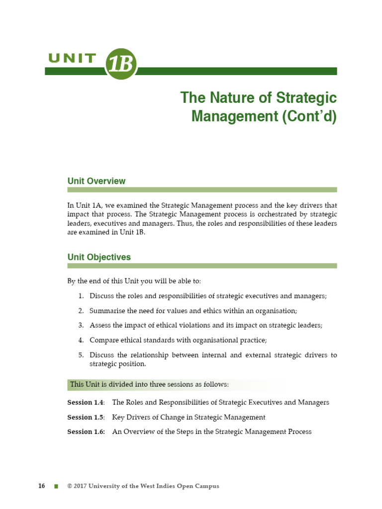 2020:21 Unit 1B - The Nature of Strategic Management | PDF | Strategic Management | Corporate ...