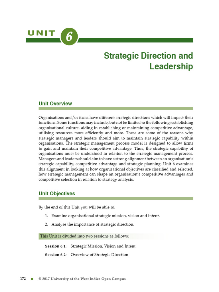 2020:21 Unit 6 - Strategic Direction and Leadership | PDF | Strategic ...