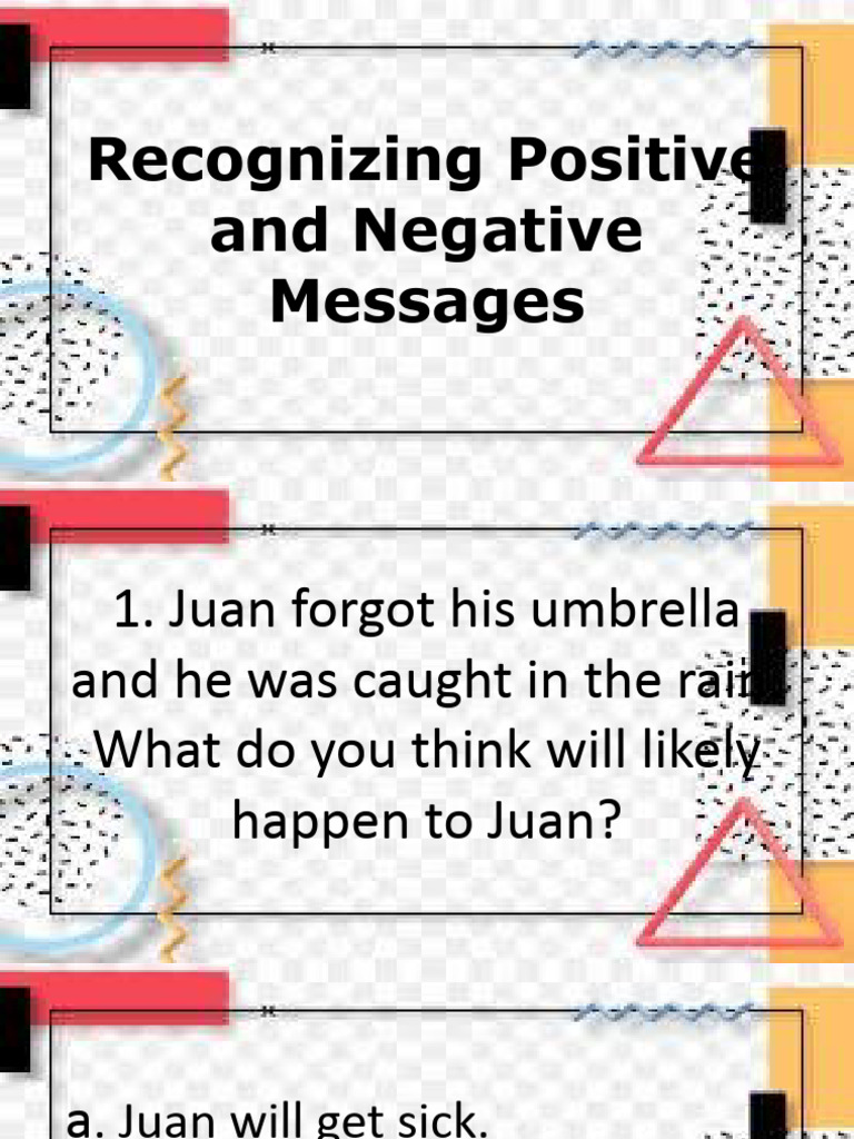 Positive and Negative Messages Conveyed in A Text | PDF | Language Arts ...
