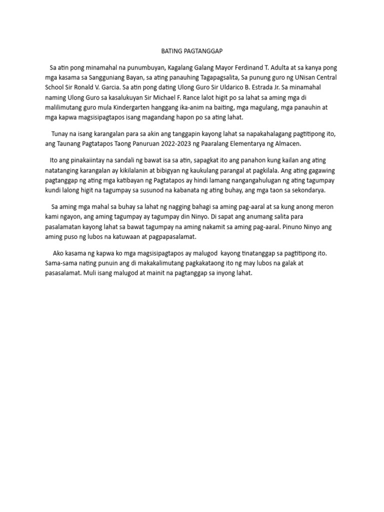Bating Pagtanggap Pdf