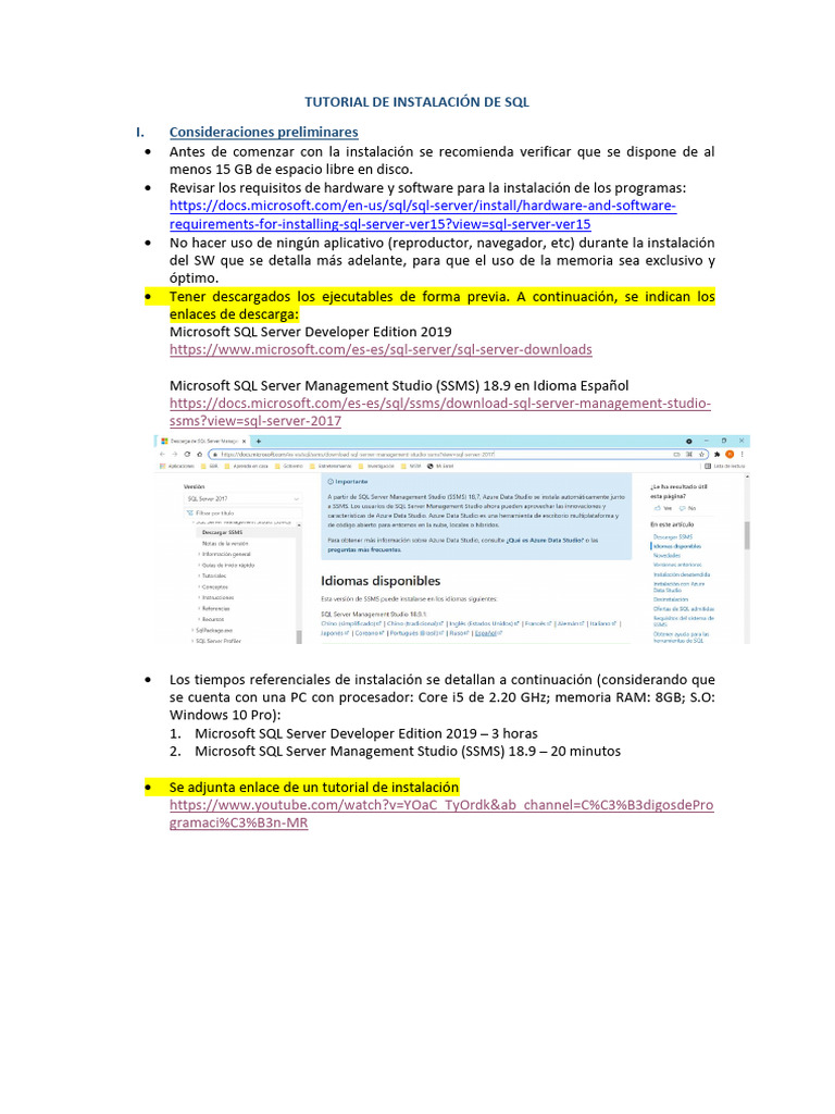 GBD - Tutorial de Instalación SQL | PDF | Informática