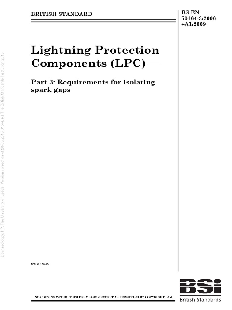 H - STANDARDS - TMP - BSI BS EN 50164 3 A1 2006 | PDF | Electrical ...