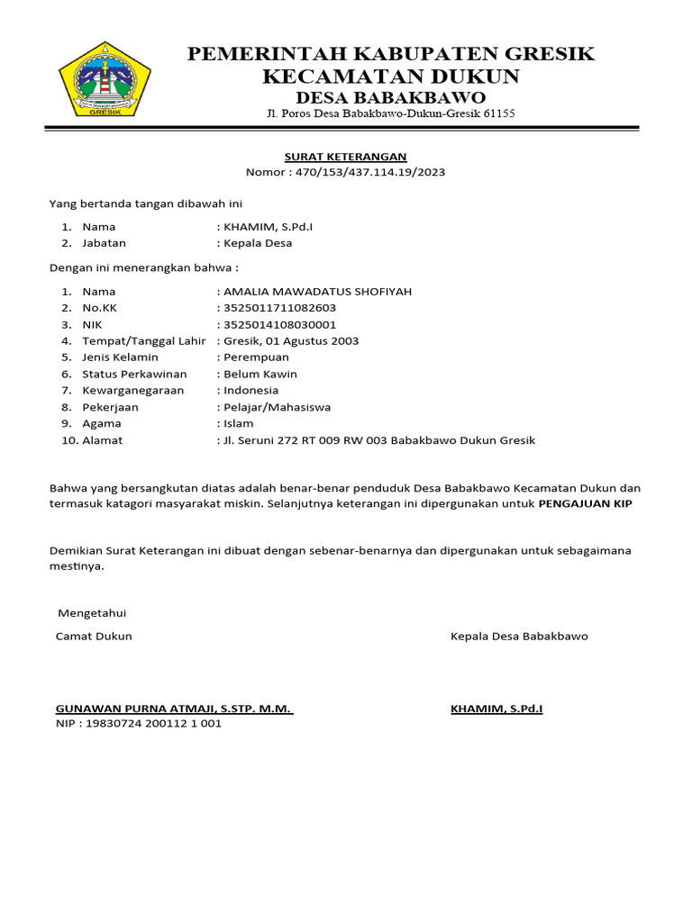 Surat Keterangan Pengajuan Kip | PDF Surat Keterangan Pengajuan Kip | PDF