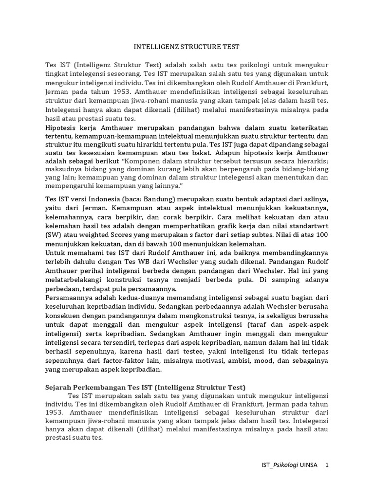 Ist Intelligenz Structure Test | PDF | Sains & Matematika