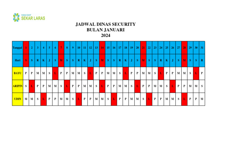 Jadwal Security Januari 2024 | PDF