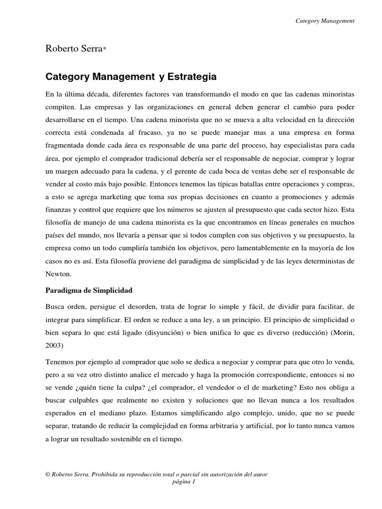 Category Management y Estrategia - Compress | PDF | Al por menor | Complejidad