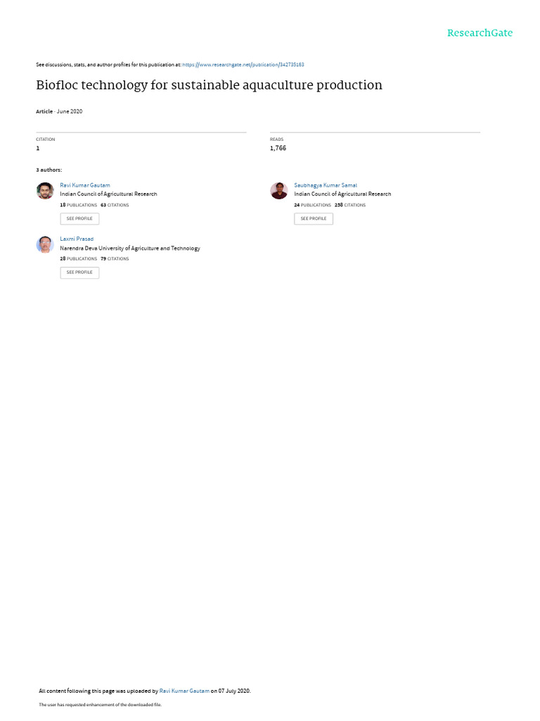 Biofloc Tech for Sustainable Aquaculture | PDF | Aquaculture | Water