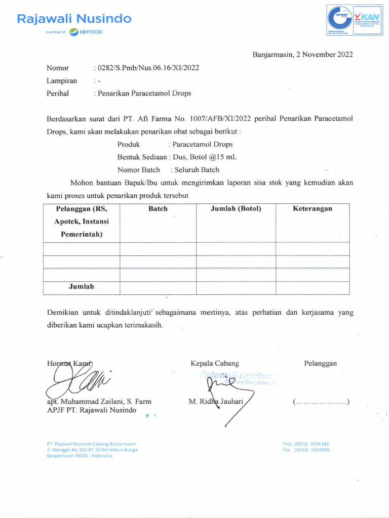 Penarikan PCT Drop Oleh Rajawali | PDF