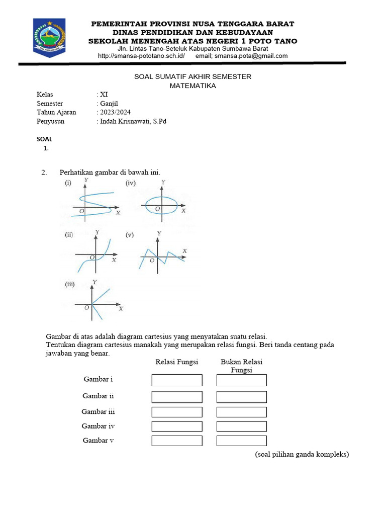 Soal Pas Sem 1 Kls XI 2023 | PDF