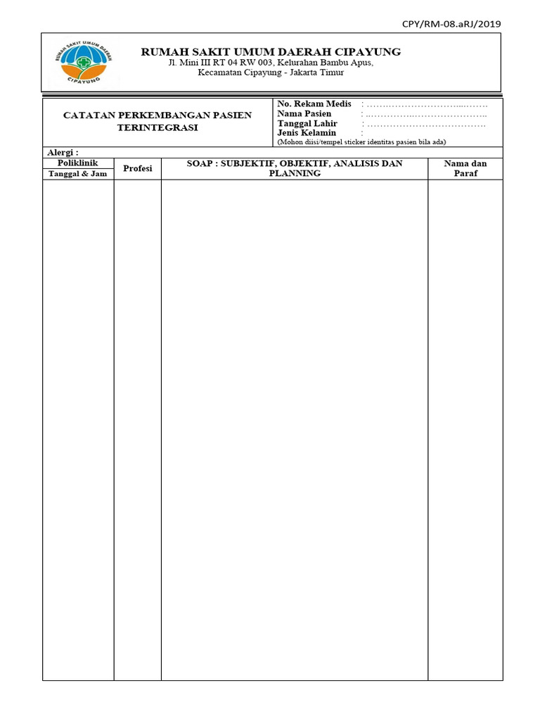 AP 2 Formulir CPPT - Rawat Jalan Update | PDF