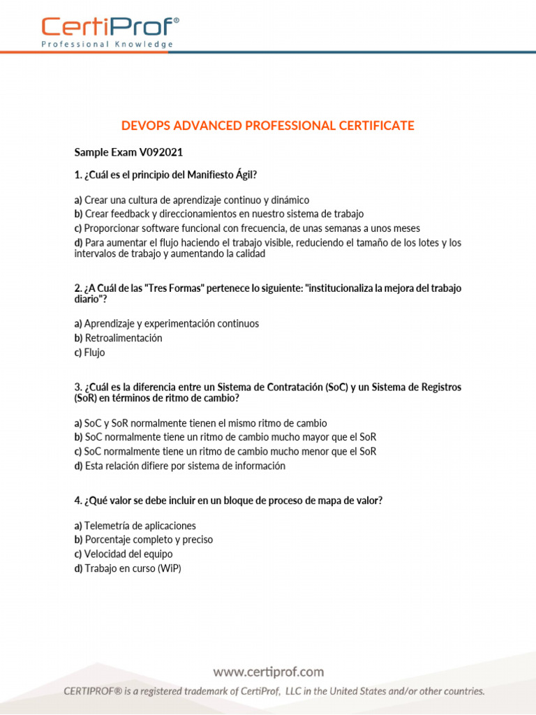 Certificación Avanzada DevOps: Examen Muestra | PDF | Compilador | Usuario (informática)