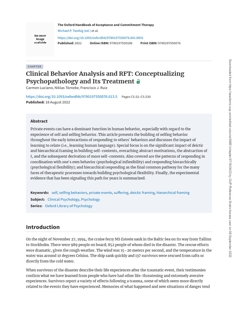 Lectura 6. Luciano Et Al. 2022 Clinical Behavior Analysis | PDF ...