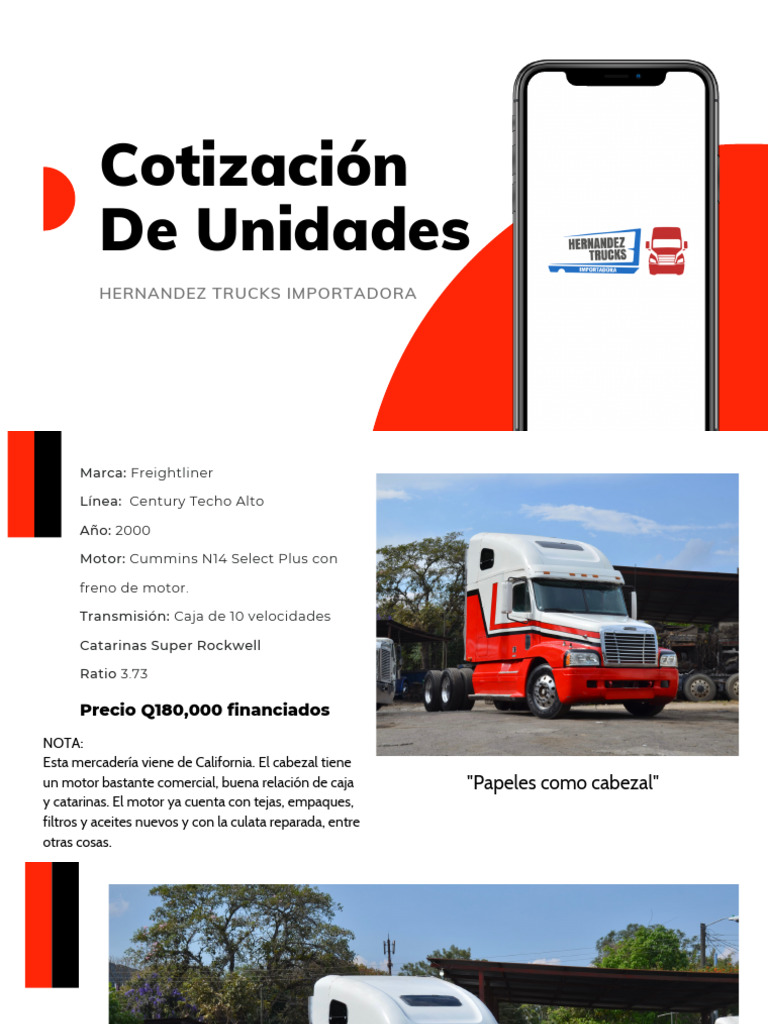 Cotización Freightliner Century N14 | PDF | Vehículo de motor | Vehículos