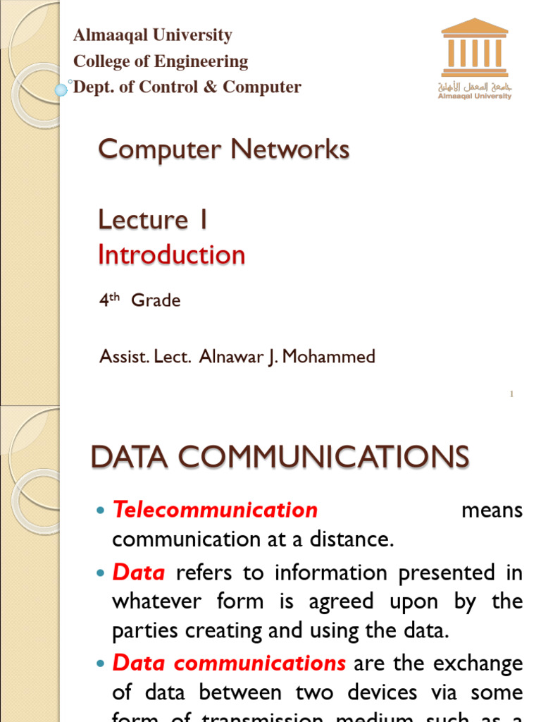 Lecture 1 - Introduction | Download Free PDF | Duplex (Telecommunications) | Computer Network