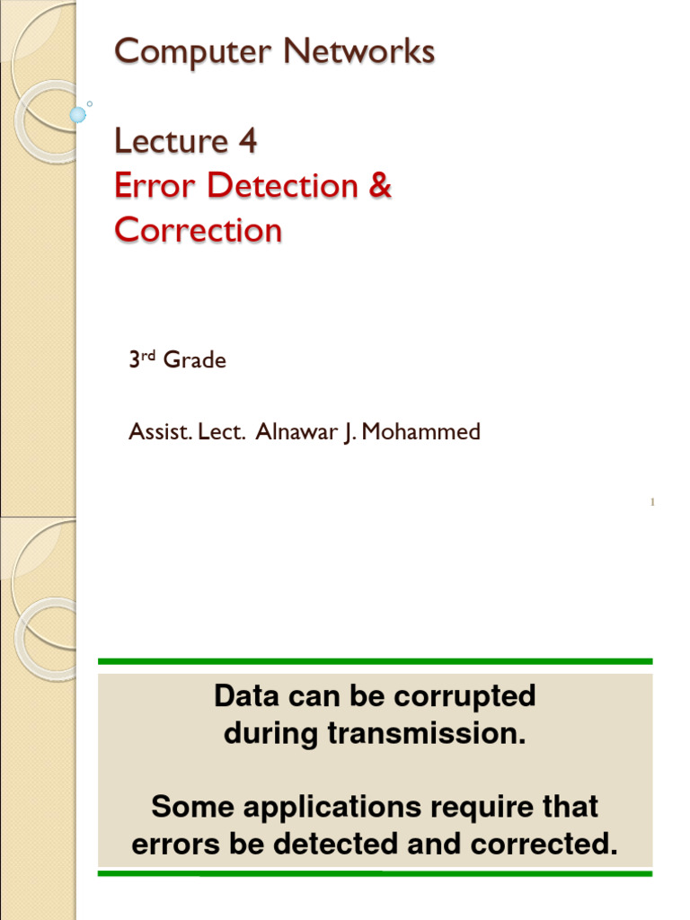 Lecture 4-Error Detection and Correction | PDF | Error Detection And ... Lecture 4-Error Detection and Correction | PDF | Error Detection And ...
