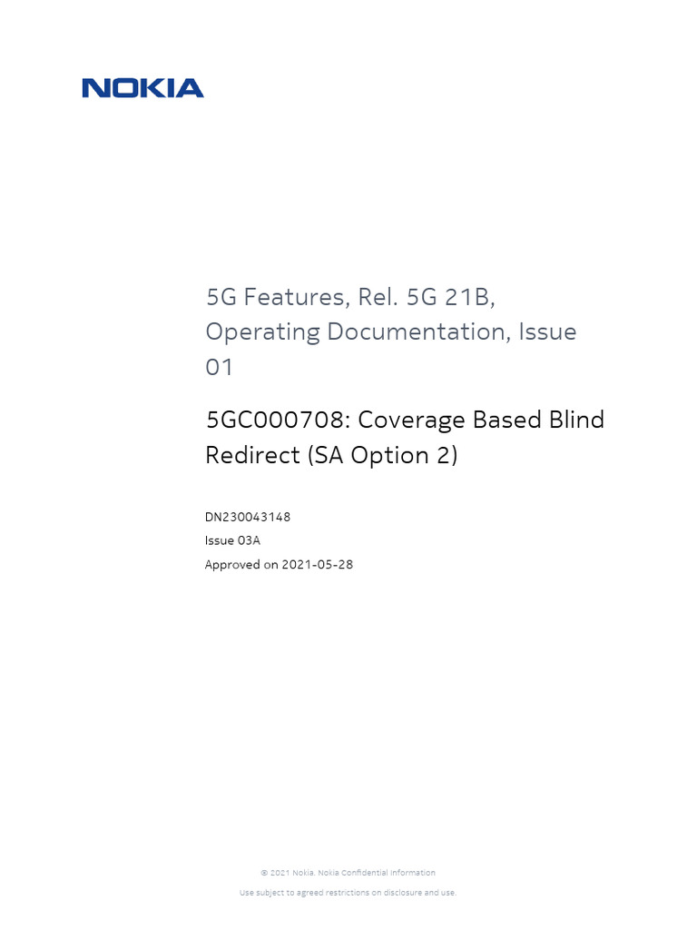 5GC000708 Coverage Based Blind Redirect SA Option 2 | PDF | Radio ...