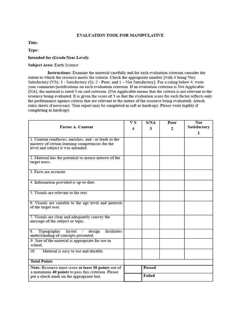 Evaluating Reading Manipulative Tools | PDF | Typography | Learning