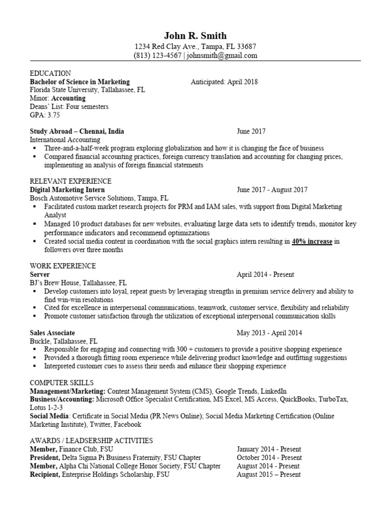 John Smith Resume Sample | PDF | Social Media | Popular Culture & Media ...