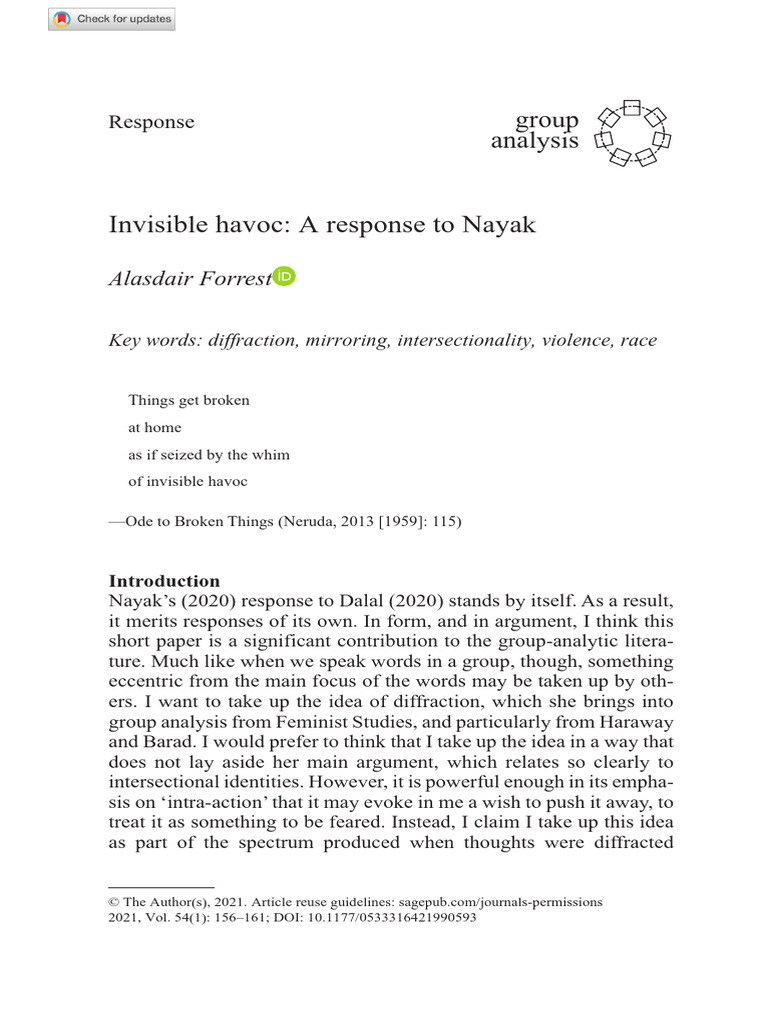 Forrest, A. (2021) - Invisible Havoc - A Response To Nayak | PDF | Communication | Thought