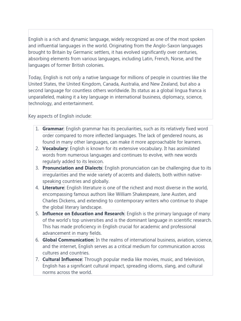 English Is A Rich and Dynamic Language | PDF | English Language ...