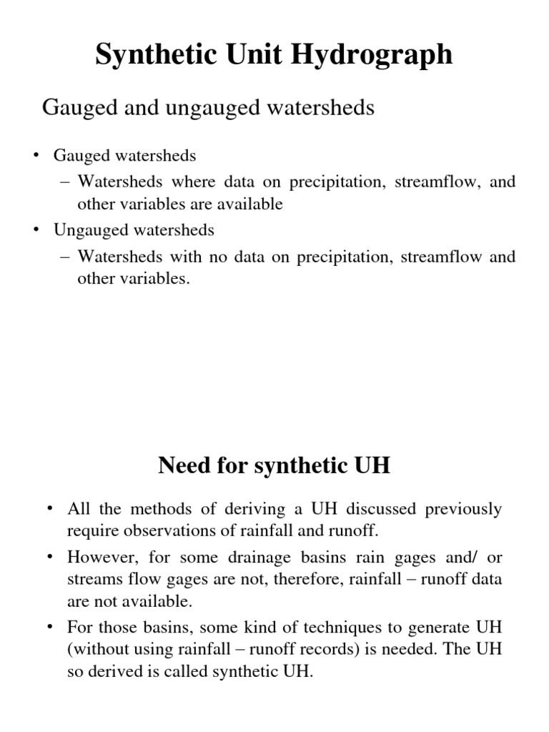 1-10 Synthetic Unit Hydrograph | PDF | Drainage Basin | Bodies Of Water