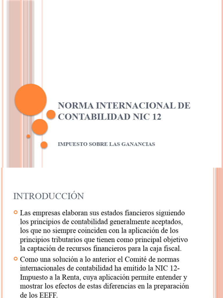 Norma Internacional de Contabilidad Nic 12 | PDF | Contabilidad | Impuestos